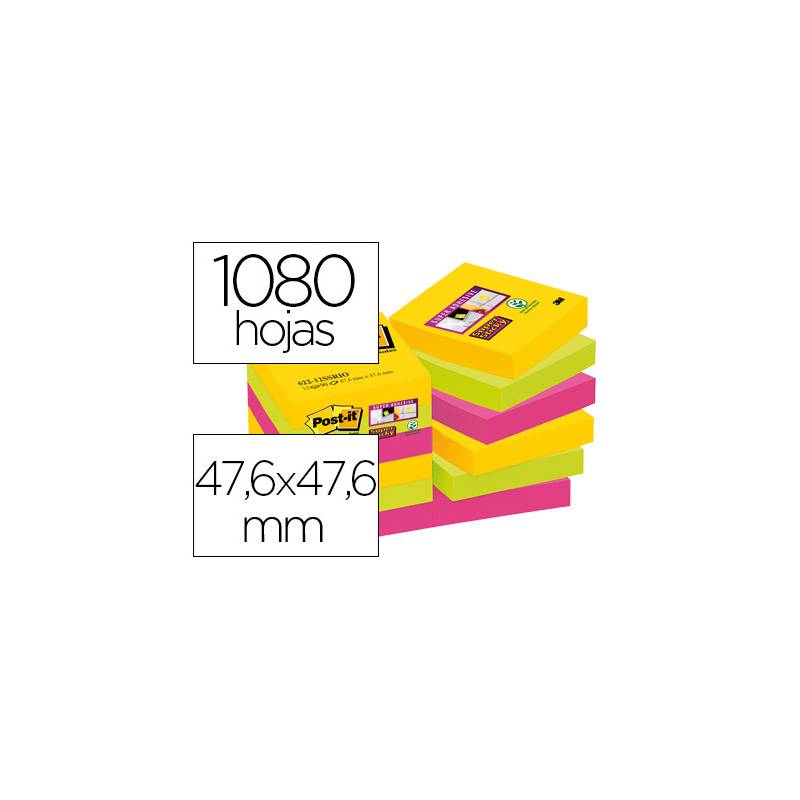 Post It Bloc De Notas Adhesivas Super Sticky 47 6 X 47 6 Mm 90 Hojas
